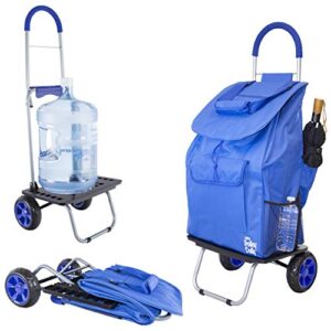 dbest products bigger trolley dolly, blue shopping grocery foldable cart