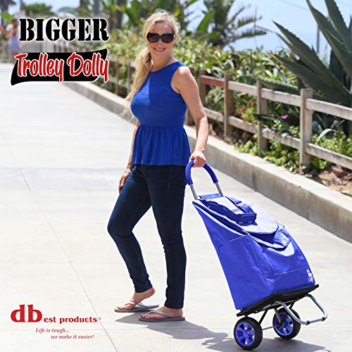 dbest products Bigger Trolley Dolly, Blue Shopping Grocery Foldable Cart