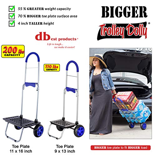 dbest products Bigger Trolley Dolly, Blue Shopping Grocery Foldable Cart