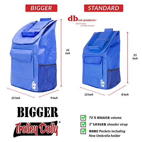 dbest products Bigger Trolley Dolly, Blue Shopping Grocery Foldable Cart