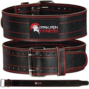 dark iron fitness weight lifting belt for men & women - 100% leather gym belts for weightlifting, powerlifting, strength training, squat or deadlift workout up to 600 lbs