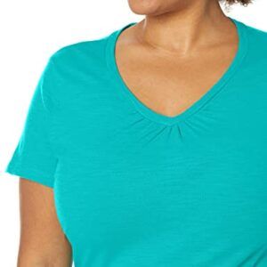 Hanes Women's Shirts, Slub Cotton Shirred V-Neck Tee, Cotton T-Shirts for Women, Women’s Tee Shirts