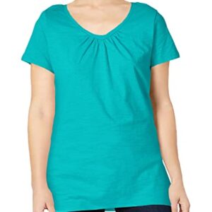 Hanes Women's Shirts, Slub Cotton Shirred V-Neck Tee, Cotton T-Shirts for Women, Women’s Tee Shirts