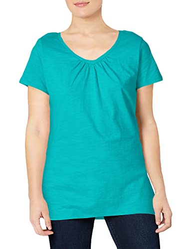 Hanes Women's Shirts, Slub Cotton Shirred V-Neck Tee, Cotton T-Shirts for Women, Women’s Tee Shirts