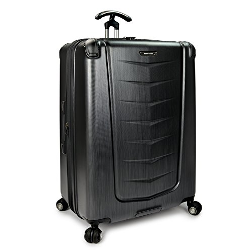 Traveler's Choice Silverwood Polycarbonate Hardside Expandable Spinner Luggage, Brushed Metal, Checked-Large 30-Inch