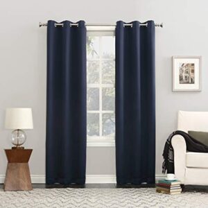 Sun Zero Easton Energy Saving Blackout Grommet Curtain Panel, 40" x 95", Navy Blue