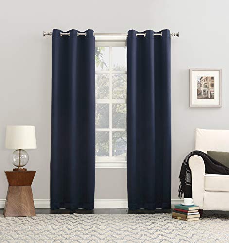 Sun Zero Easton Energy Saving Blackout Grommet Curtain Panel, 40" x 95", Navy Blue