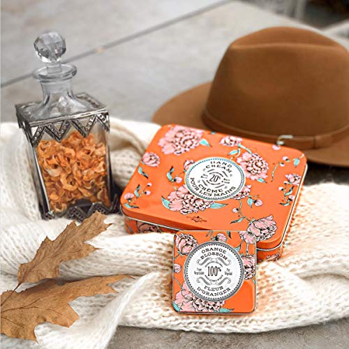 La Chatelaine Hand Cream Trio Tin Gift Set | Ready-To-Gift Tin | Natural | Made in France with 20% Organic Shea Butter | Nourishing and Moisturizing (Gardenia, Orange Blossom, Oud Rose) 3 x 1 fl. oz