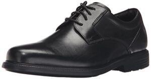 rockport men's charles road plain toe oxford black leather 10 w (ee)-10 w