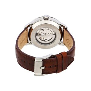 Fossil Men's Townsman Automatic Stainless Steel and Leather Two-Hand Skeleton Watch, Color: Silver, Brown (Model: ME3110)