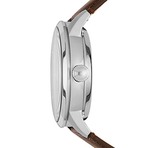 Fossil Men's Townsman Automatic Stainless Steel and Leather Two-Hand Skeleton Watch, Color: Silver, Brown (Model: ME3110)