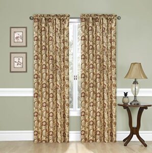 waverly navarra modern farmhouse room darkening thermal rod pocket window curtain for bedroom (1 panel), 52 in x 84 in, antique