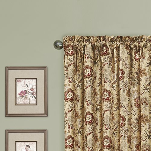 Waverly Navarra Modern Farmhouse Room Darkening Thermal Rod Pocket Window Curtain for Bedroom (1 Panel), 52 in x 84 in, Antique