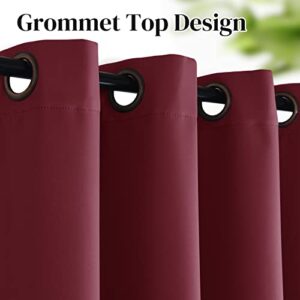 RHF Wide Thermal Blackout Patio Door Curtain Panel, Sliding Door Insulated Curtains,Thermal Curtains,Grommet Curtains, Extra Wide Curtains, Curtains for Sliding Glass Door:100W by 84L Inches- Burgundy