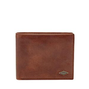 fossil men's ryan leather rfid-blocking bifold with coin pocket wallet, dark brown, (model: ml3736201)