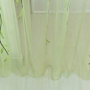 Norbi Willow Voile Tulle Room Window Curtain Sheer Voile Panel Drapes Curtain 39.4'' x 78.8" L (Green B)