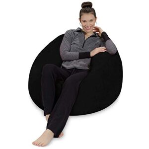 Sofa Sack - Plush, Ultra Soft Bean Bag Chair with Microsuede Cover - Stuffed Memory Foam Filled Furniture and Accessories for Dorm Room - Black 3'