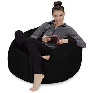 Sofa Sack - Plush, Ultra Soft Bean Bag Chair with Microsuede Cover - Stuffed Memory Foam Filled Furniture and Accessories for Dorm Room - Black 3'