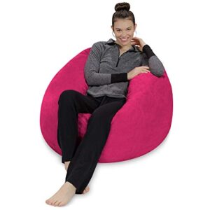 Sofa Sack - Plush, Ultra Soft Bean Bag Chair - Memory Foam Bean Bag Chair with Microsuede Cover - Stuffed Foam Filled Furniture and Accessories for Dorm Room - Magenta 3'