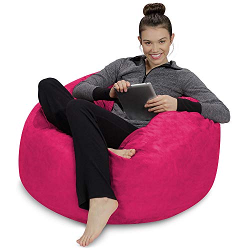 Sofa Sack - Plush, Ultra Soft Bean Bag Chair - Memory Foam Bean Bag Chair with Microsuede Cover - Stuffed Foam Filled Furniture and Accessories for Dorm Room - Magenta 3'