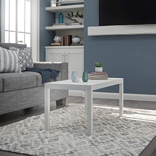 Ameriwood Home Parsons Modern Coffee Table, White