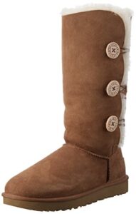 ugg women's bailey button triplet ii winter boot, chestnut, 9 b us