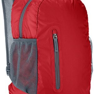 Amazon Basics Lightweight Packable Hiking Travel Day Pack Backpack - 17.5 x 17.5 x 11.5 Inches, 25 Liter, Red