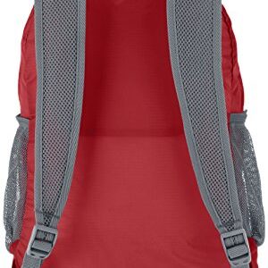 Amazon Basics Lightweight Packable Hiking Travel Day Pack Backpack - 17.5 x 17.5 x 11.5 Inches, 25 Liter, Red