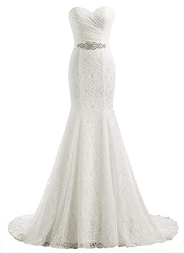 Likedpage Women's Lace Mermaid Bridal Wedding Dresses Ivory US6