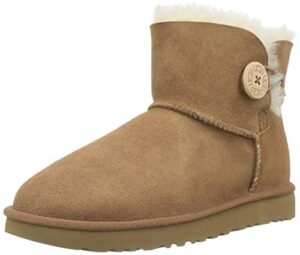 ugg women's mini bailey button ii boot, chestnut, 9