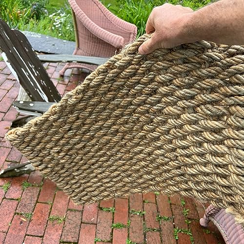 Kings County Tools Jute Rug | Woven Door Mat | Natural Fiber Jute Entry Rug | Reversible Indoor & Outdoor Doormat | Hand Braided | Safe for Decking | Soft & Durable Burlap Rag Rug Runner | 30" x 17"