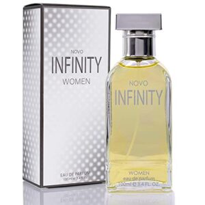 novo infinity for women - 3.4 fluid ounce eau de parfum spray for women - refreshing mix of citrus floral & musk fragrances smell fresh all day long lovely gift for women for all occasions