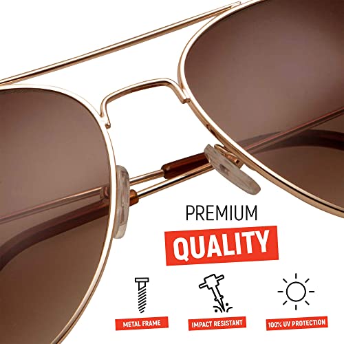 grinderPUNCH Unisex Aviator Sunglasses | Fashionable & Lightweight Frame Suits All Face Shapes | 100% UV Protection