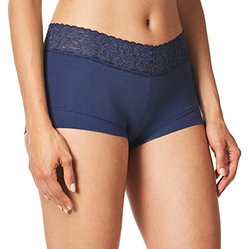 Maidenform Women's Dream Cotton with Lace Boy Short, Navy, 2X/9