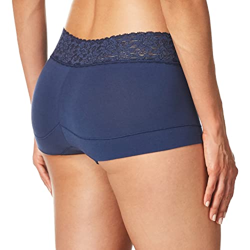 Maidenform Women's Dream Cotton with Lace Boy Short, Navy, 2X/9