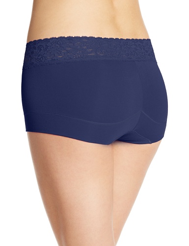 Maidenform Women's Dream Cotton with Lace Boy Short, Navy, 2X/9