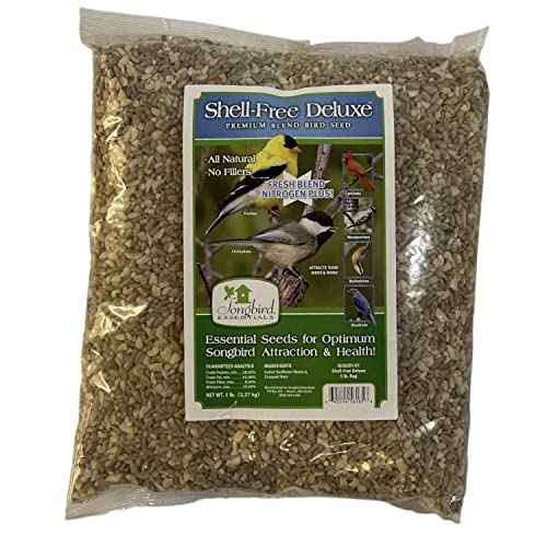 Songbird Essentials Wild Bird Food, Shell Free Deluxe Premium Bird Seed, 5 Pound Bag, Nitrogen Flushed