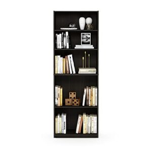 FURINNO JAYA Simply Home 5-Shelf Bookcase, 5-Tier, Espresso