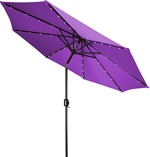 Trademark Innovations Deluxe Solar Powered LED Lighted Patio Umbrella - 9' - (Purple)