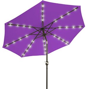 Trademark Innovations Deluxe Solar Powered LED Lighted Patio Umbrella - 9' - (Purple)