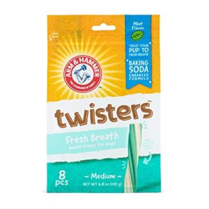 Arm & Hammer For Pets Twisters Dental Treats for Dogs | Dental Chews Fight Bad Breath, Plaque & Tartar without Brushing | Mint Flavor Dog Dental Treats