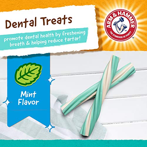 Arm & Hammer For Pets Twisters Dental Treats for Dogs | Dental Chews Fight Bad Breath, Plaque & Tartar without Brushing | Mint Flavor Dog Dental Treats