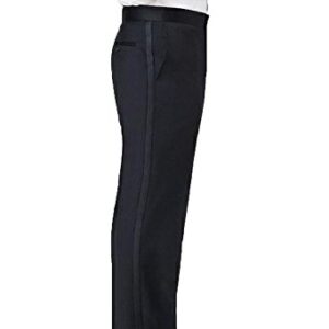 Neil Allyn Men's Flat Front Comfort Waist Satin Stripe Tuxedo Pants, 40 Black