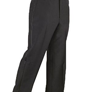 Neil Allyn Men's Flat Front Comfort Waist Satin Stripe Tuxedo Pants, 40 Black