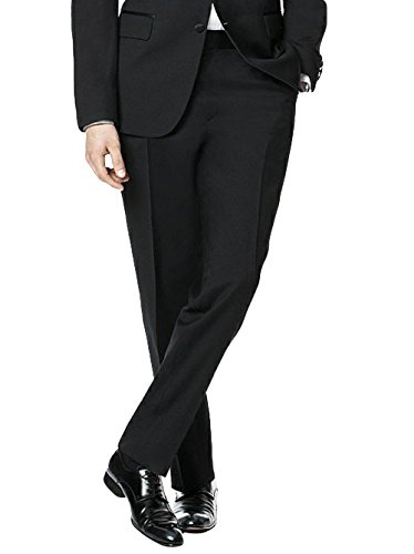 Neil Allyn Men's Flat Front Comfort Waist Satin Stripe Tuxedo Pants, 40 Black