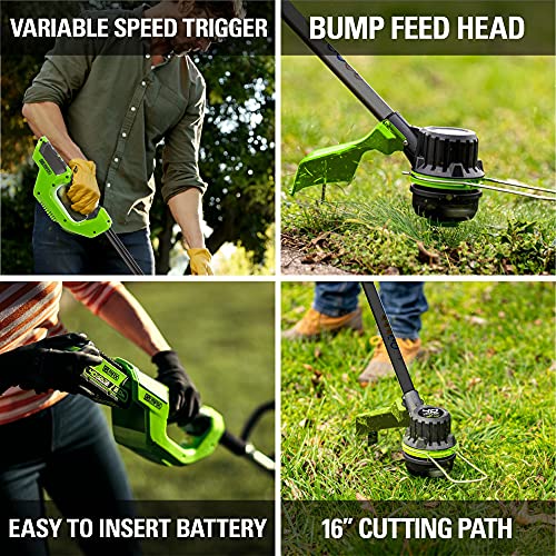 Greenworks 40V 14 inch Brushless Cordless String Trimmer, 2Ah Battery and Charger Included ST40L210