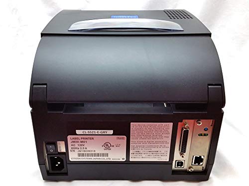 Citizen America CL-S521-GRY CL-S521 Series Direct Thermal Barcode and Label Printer with USB/Serial Connection, Front Exit, 4" Maximum Print Width, 203 DPI Resolution, Gray