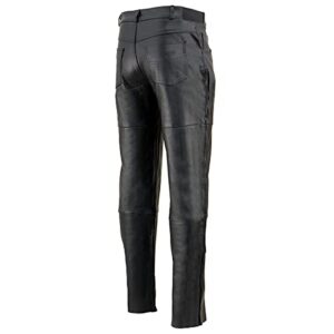 Milwaukee Leather SH1150 Men's Black Leather Motorcycle Over Pants with Jean Style Pockets - 34