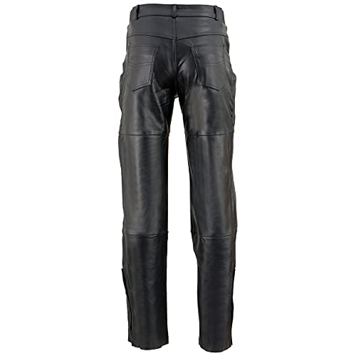 Milwaukee Leather SH1150 Men's Black Leather Motorcycle Over Pants with Jean Style Pockets - 34