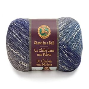 (1 skein) lion brand yarn shawl in a ball yarn, soothing blue